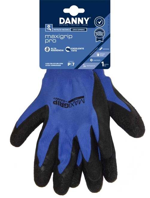 Luva Nylon Latex Preta MaxiGrip PRO Danny DA-12700 CA 31323
