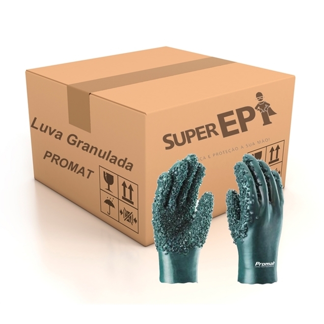 Luva de Segurança em PVC Granulado Promat Caixa
