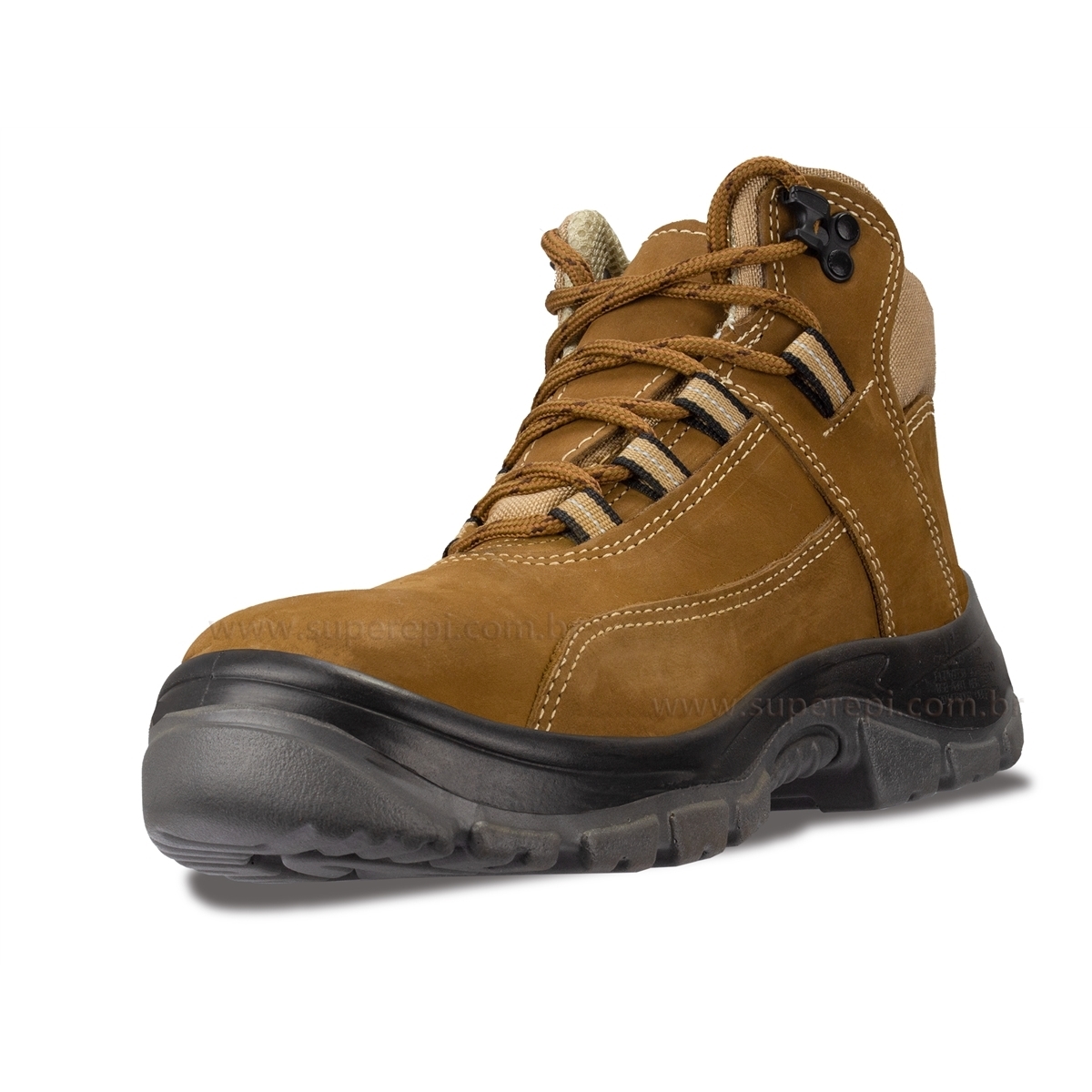 Botina Fujiwara HCN Couro Nobuck Cor Mel Bico de Pvc CA43698