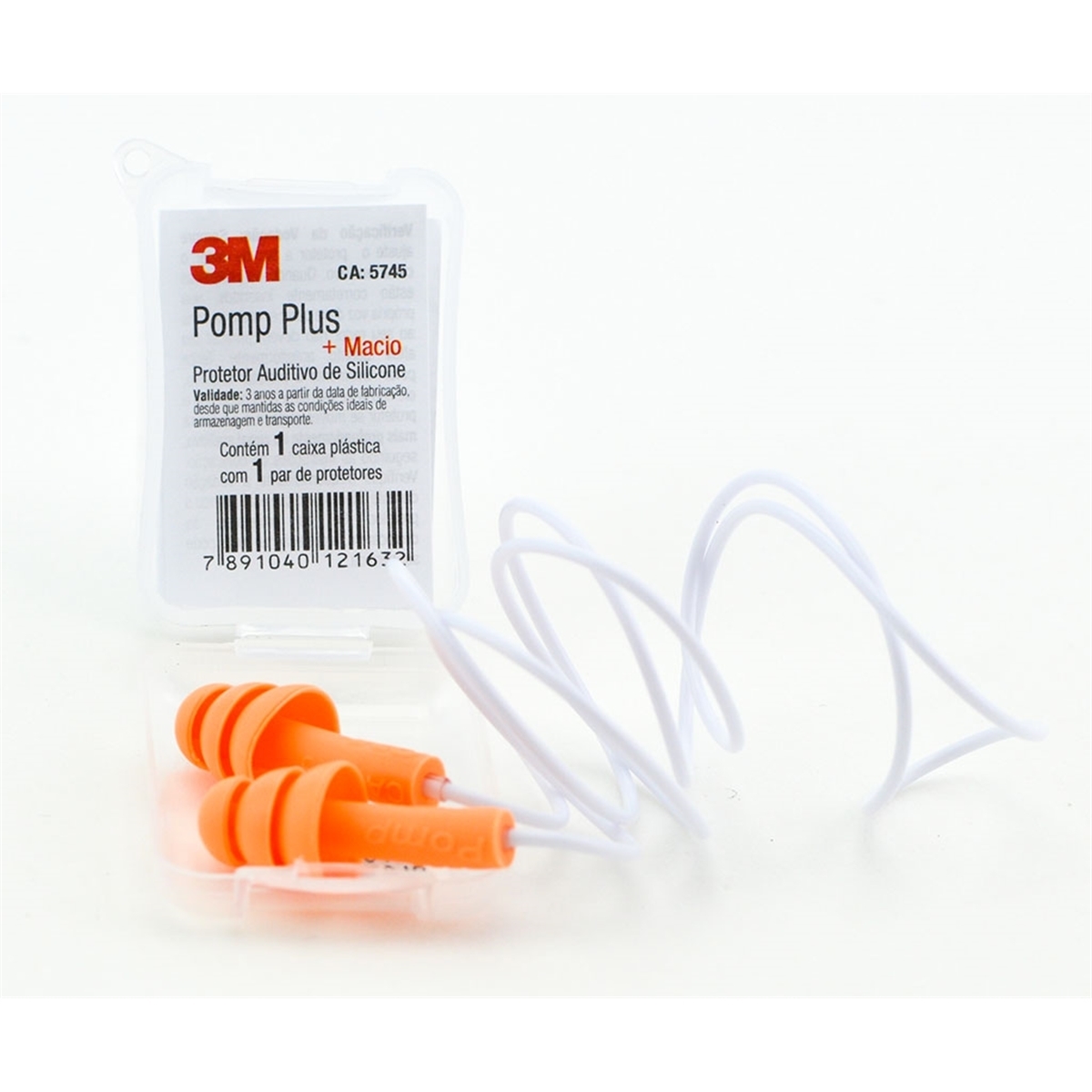 Protetor Auditivo Silicone 3M Pomp Plus - Caixa Com 100 Unidades