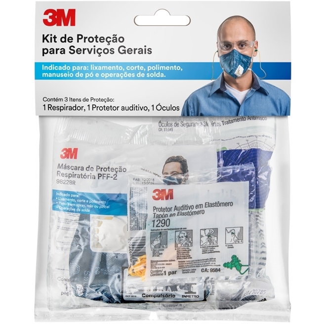 kit Básico de Proteção EPI 3M 3 X 1 Para Serviços Gerais