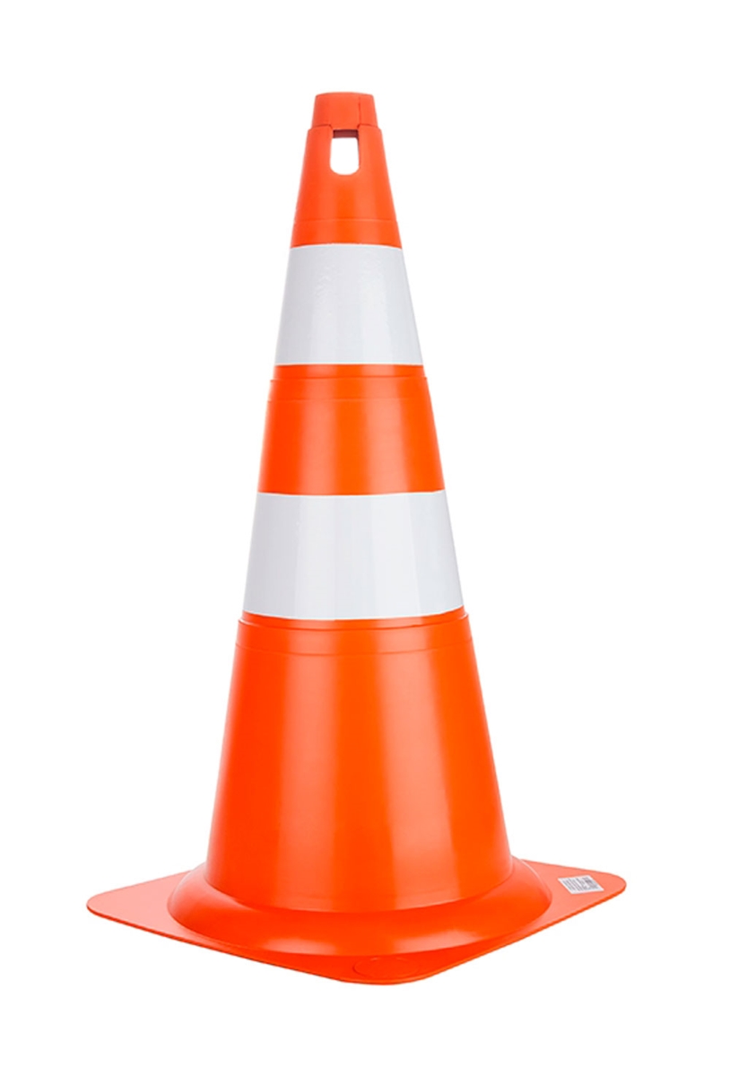 Cone Rígido 70 CM Laranja Branco Fitas Correntes