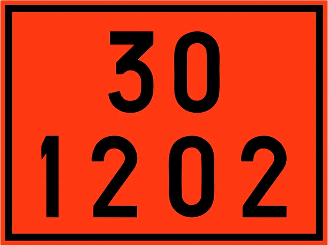 Placa de Risco ONU 30 1202 Transporte Materiais 30X40