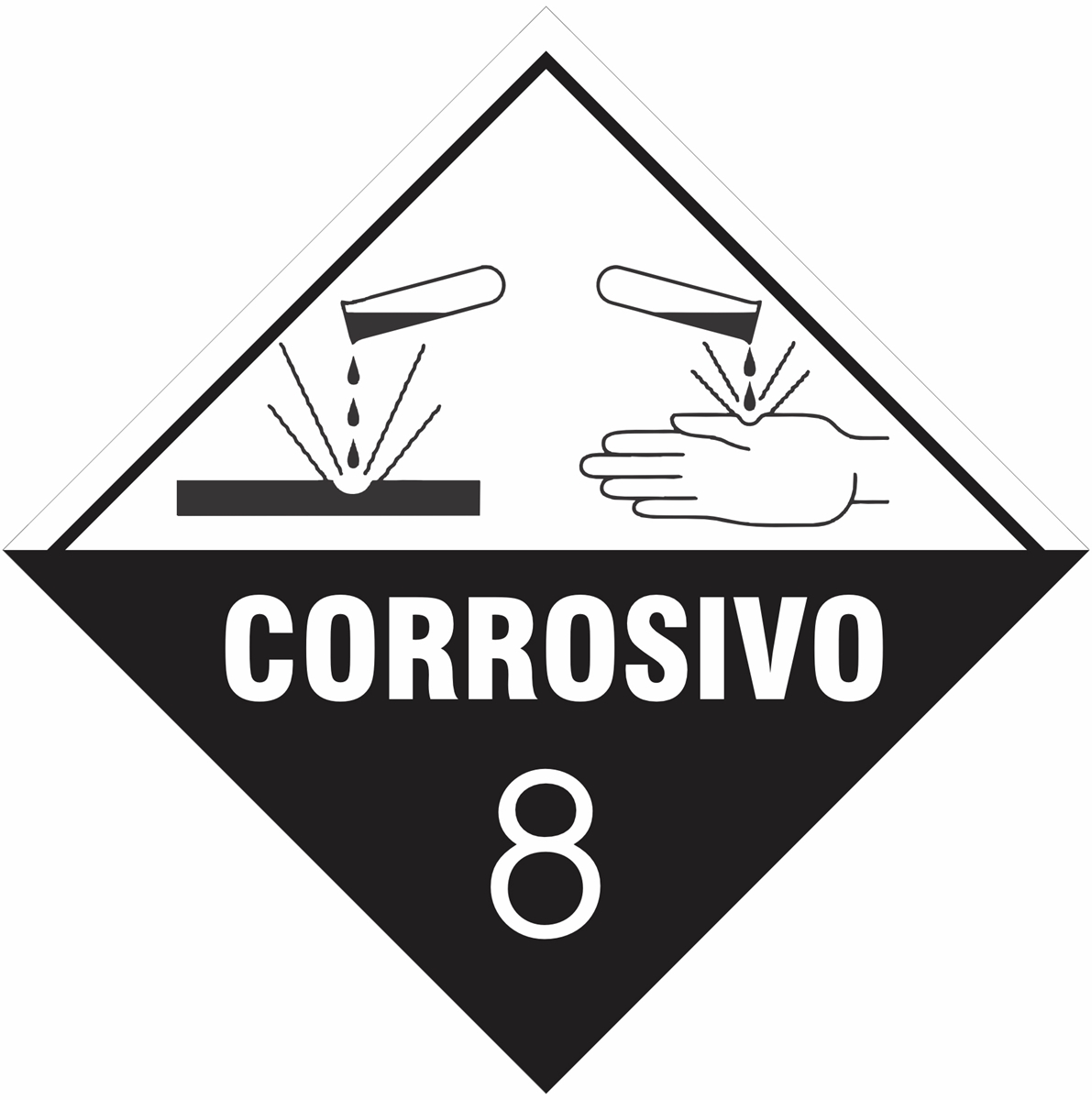 Placa Risco Transporte Material Corrosivo Classe 8 30 X 30