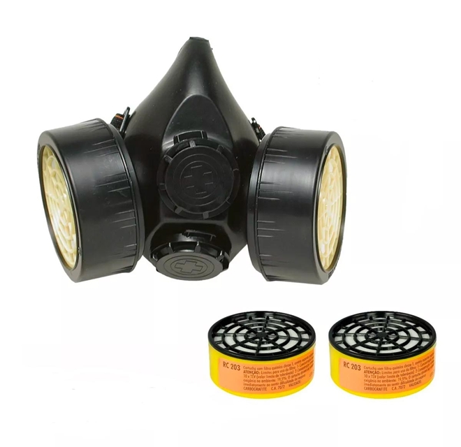 Kit Respirador Semifacial CG306 Com 2 Filtros RC203 CA 7072