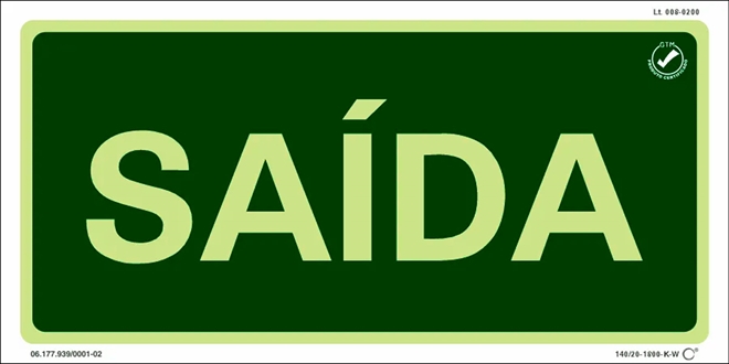 Placa de Sinalização Saída 13x26 CM ABNT 16820 - S12