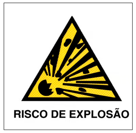 Placa Sinalização Risco de Explosão 20x20 CM ABNT 16820 - A3