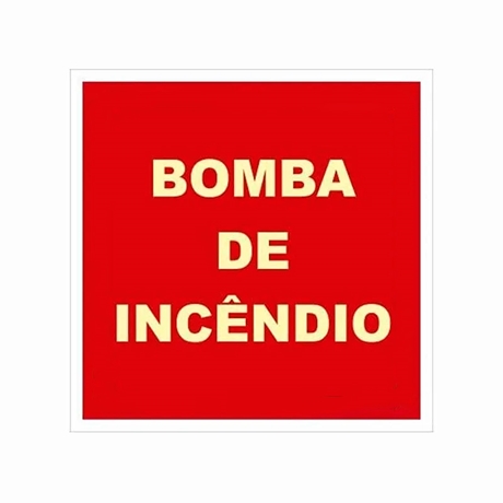 Placa Sinalização Bomba de Incêndio 20x20 CM ABNT 16820 - BI