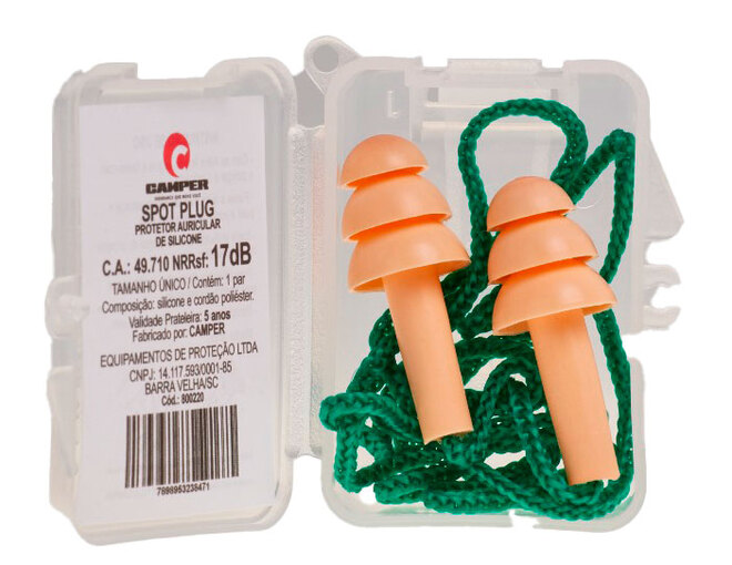 Protetor Auricular Auditivo Camper Tipo Plug Laranja Com Cordão Verde ...