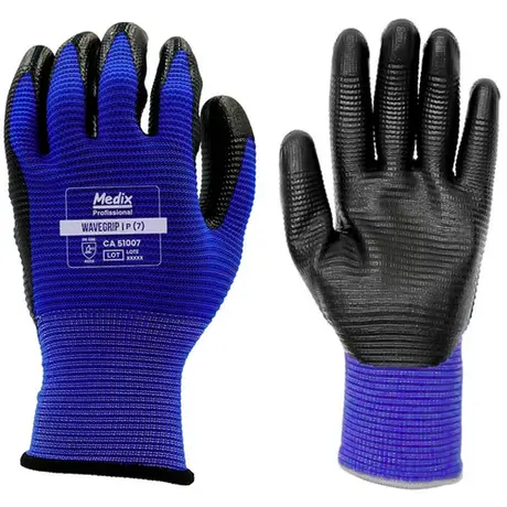 Luva Medix Wave Grip fibras sintéticas palma nitrilo CA51007