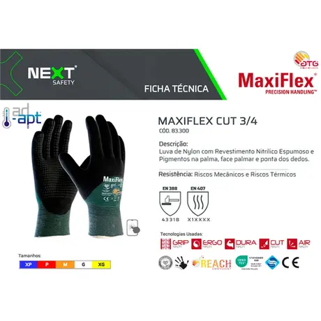 Luva Atg Maxiflex Cut 3/4 Ad-apt 83.300 CA 51707