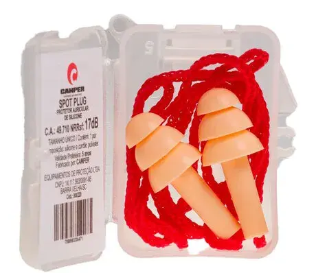 Protetor Auricular Camper Spot Plug Laranja Com Cordão Vermelho 17DB CA ...